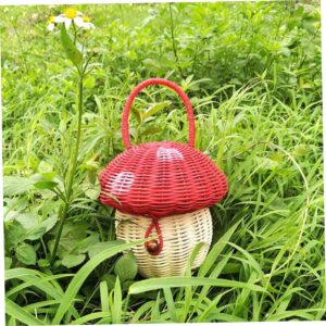 Didiseaon Mushroom Storage Basket Teen Girl Clothes Wicker Storage Basket Mushroom Grow Bags Girl Handbag Decor Woven Handbag Flower Basket Mushroom Costume Decor All Clutch Bag Rattan Miss