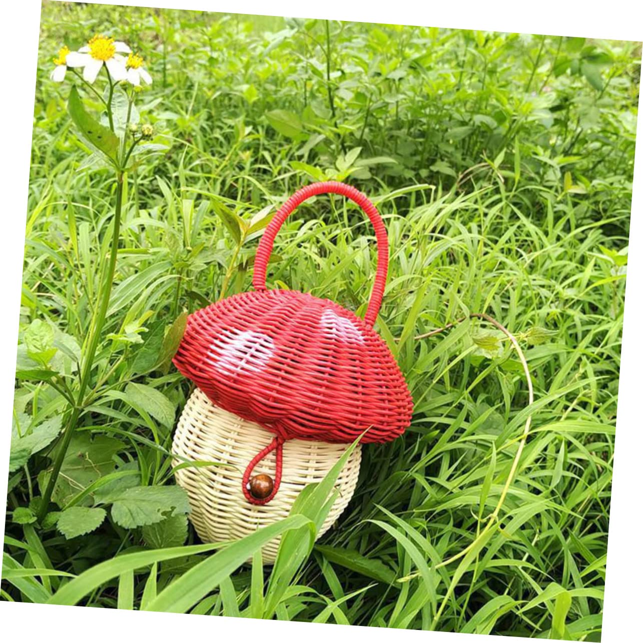 Didiseaon Mushroom Storage Basket Teen Girl Clothes Wicker Storage Basket Mushroom Grow Bags Girl Handbag Decor Woven Handbag Flower Basket Mushroom Costume Decor All Clutch Bag Rattan Miss