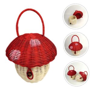 Didiseaon Mushroom Storage Basket Teen Girl Clothes Wicker Storage Basket Mushroom Grow Bags Girl Handbag Decor Woven Handbag Flower Basket Mushroom Costume Decor All Clutch Bag Rattan Miss