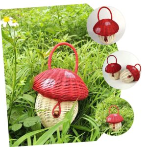 Didiseaon Mushroom Storage Basket Teen Girl Clothes Wicker Storage Basket Mushroom Grow Bags Girl Handbag Decor Woven Handbag Flower Basket Mushroom Costume Decor All Clutch Bag Rattan Miss