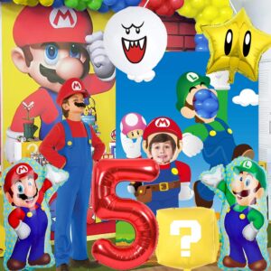 37 PCS Video Game Birthday Balloons Video Game Brothers Theme Birthday Decoration Vedio Game Birthday Balloons with POWER UP Letter Balloons for Video Game 5th Birthday Party Supplies