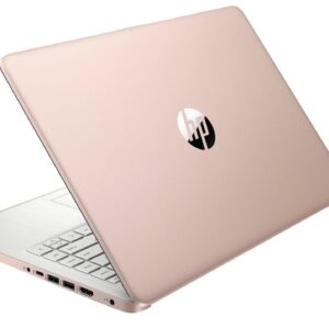 HP 14 HD Laptop, 2023 Newest Upgrade, Intel Celeron N4120(Quad-core), 16GB RAM, 128GB(64GB SSD+64GB Card), HDMI, USB-C, Lightweight, Windows 11, School and Business Ready, Rose Gold, ROKC HDMI Cable