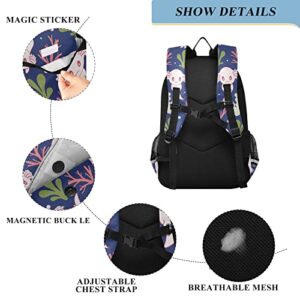 Glaphy Axolotl Fish with Corals Backpack Lightweight Laptop Backpack School Bag Student Travel Daypack with Reflective Stripes