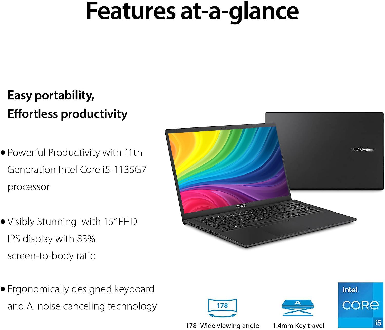 ASUS Vivobook 15.6 Inch FHD Business Laptop, Intel Core i5-1135G7, 20GB RAM, 1TB SSD, Windows 11 Pro, Office 365, Full Size Keyboard, HDMI, WiFi, Black, PCM