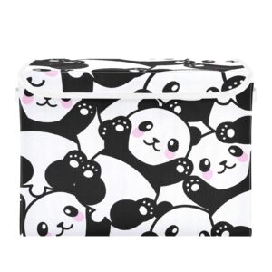 panda black white cute animal large storage bin with lids collapsible fabric storage box closet shelf decorative storage baskets for organization clothes bedroom dorm