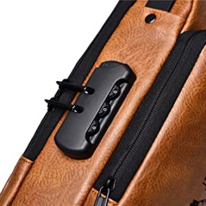 BBJMTCJTZ Leather Crossbody Shoulder Bags Anti -theft Rechargeable Hole Chest Bag Travel Bags (dark brown)