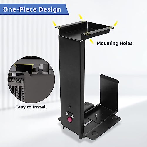 Under Desk PC Mount for Large Tower, Heavy Duty & Easy Adjust the Height by Pressing One Button (12" to 21"), Width Adjustable from 5" to 10" - Computer Mount PC Holder Under Desk, Holds up to 55lbs