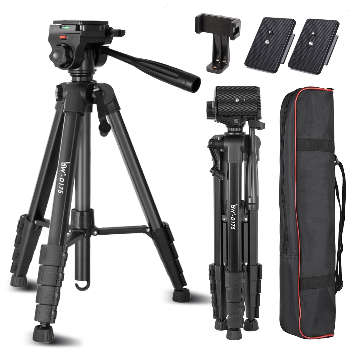 Tripod, Lusweimi 74-Inch Camera Tripod Stand with Travel Bag for Photography/Video Recording, Professional Heavy Duty Tripod with Wireless Remote & Phone Holder for DSLR/SLR/DV/Projector/Phone