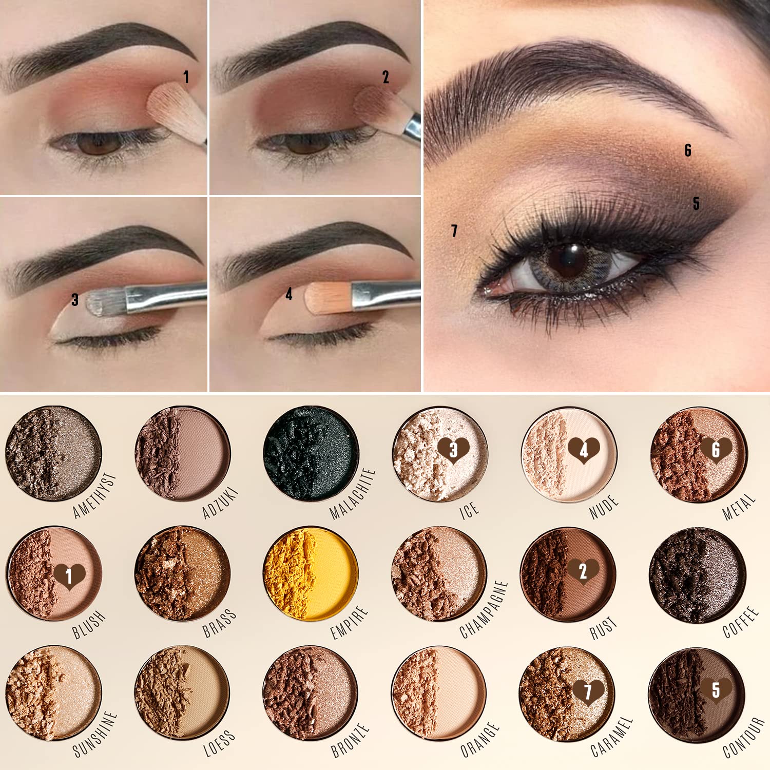 Nude Naked Eyeshadow Makeup Palette 18 Shade - Natural Brown Soft Makeup Looking,High Pigment Matte Shimmer Eyeshadows Pallet,Waterproof & Blendable & Long Lasting Eyeshadow,Elegant Eyes Makeup