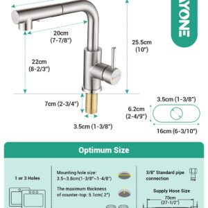 Bar Sink Faucet Brushed Nickel with Pull Out Sprayer, DAYONE Modern Stainless Steel Kitchen Faucets, Utility Single Hole/Handle Mini Bar Faucet Tap for RV