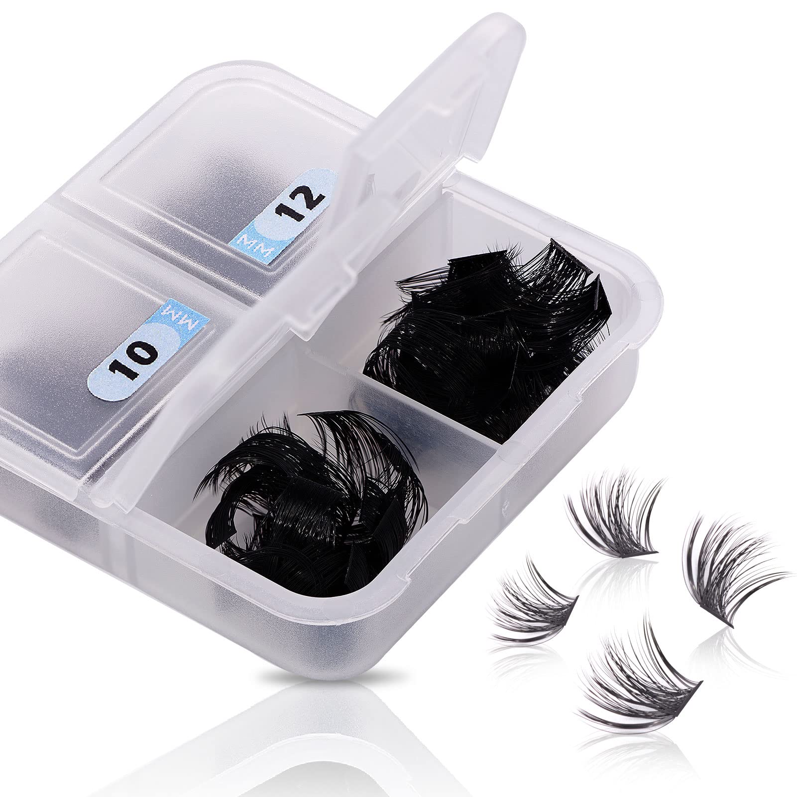 AuReve Lash Cluster Eye Lash Clusters DIY Lash Extensions Clusters Individual Lashes Eyelash Clusters Cluster Lashes For Home Use 96 Pcs 0.07D 10/12/14/16mm Mix (G01)