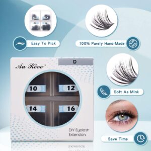 AuReve Lash Cluster Eye Lash Clusters DIY Lash Extensions Clusters Individual Lashes Eyelash Clusters Cluster Lashes For Home Use 96 Pcs 0.07D 10/12/14/16mm Mix (G01)