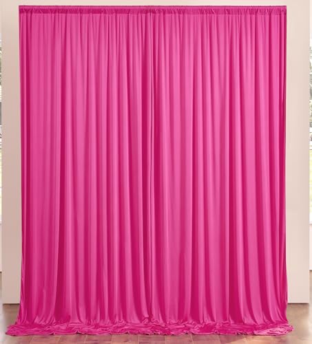 10 ft x 10 ft Wrinkle Free Hot Pink Backdrop Curtain Panels, Polyester Photography Backdrop Drapes, Wedding Party Home Decoration Supplies