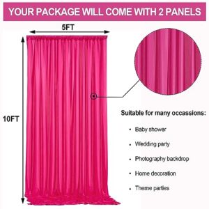 10 ft x 10 ft Wrinkle Free Hot Pink Backdrop Curtain Panels, Polyester Photography Backdrop Drapes, Wedding Party Home Decoration Supplies