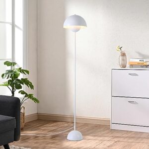 lustorm 1 mid century tall standing floor lamp, white bud modern bright floor lamps for living rooms & bedrooms, lighting lamp metal floor lights for corner illumination-e26 socket(no bulb)