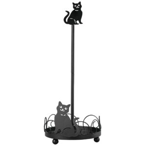 cat design metal paper towel holder, metal base for added support, kitchen storage and organization – measures 14" high x 5 3/4" diameter, by chef's pride