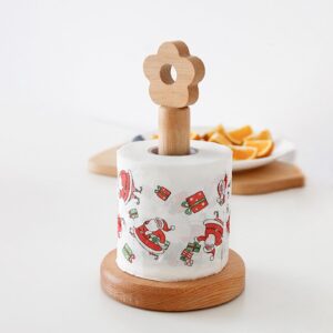 Toilet Paper Holder Stand, Cute Flower Design Wooden Toilet Paper Holder Free Standing, Decorative Toilet Roll Holder, Scrunchies Holder Stand, Hair Ties Organizer