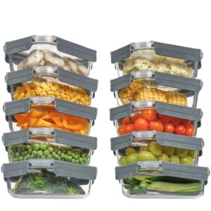 vtopmart 5 pack 22oz glass food storage containers with lids, meal prep containers, airtight lunch containers bento boxes with snap locking lids for microwave, oven, freezer and dishwasher