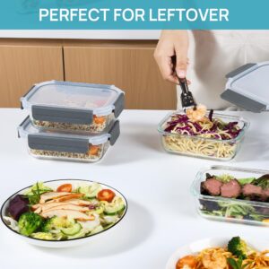 Vtopmart 5 Pack 22oz Glass Food Storage Containers with Lids, Meal Prep Containers, Airtight Lunch Containers Bento Boxes with Snap Locking Lids for Microwave, Oven, Freezer and Dishwasher