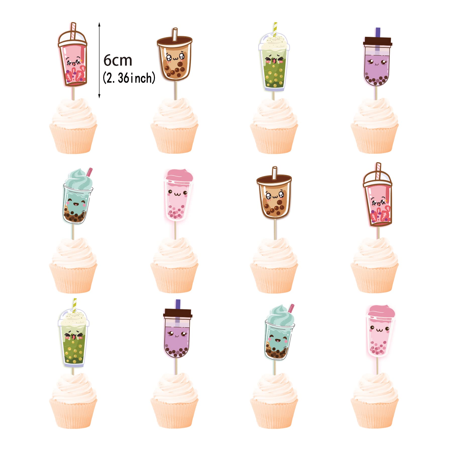 Bubble Tea Party Decorations Boba Tea Birthday Party Supplies Includes Boba Tea Birthday Banner, Spirlas, Cake Topper, Cupcake Toppers, Balloons for Boba Tea Party Decorations Party Favors