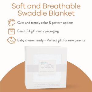 Comfy Cubs Muslin Swaddle Blankets Neutral Receiving Blanket Swaddling, Wrap for Boys and Girls, Baby Essentials, Registry & Gift (White)