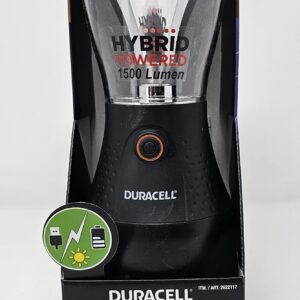 Duracell Dual Power Lantern 1500 Lumens with 5 Power Sources Available for Charging - 1 Lamp, Black