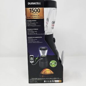 Duracell Dual Power Lantern 1500 Lumens with 5 Power Sources Available for Charging - 1 Lamp, Black