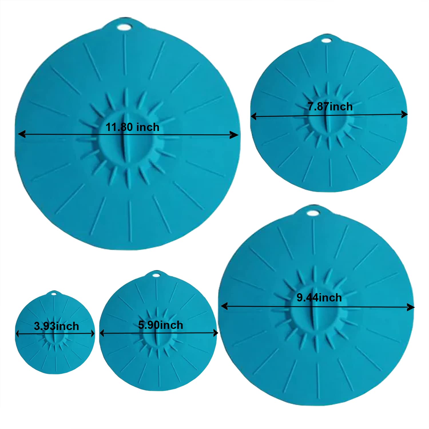 Set of 5 Silicone Lids,Heat Resistant, Microwave Splatter Covers, Reusable Food Suction Lids for Cups, Bowls, Plates, Pots, Pans, Skillets, Stovetops, Ovens, and Refrigerators, L, XL) BPA-Free -Blue