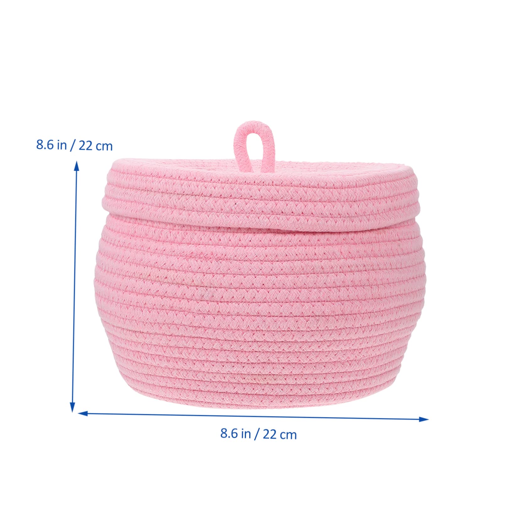 Anneome 1pc Cotton Rope Storage Basket Desktop Decor Clothes Round Basket Rope Basket with Lid Tablescape Decor Woven Storage Container Weave Pink Clothing Japanese-style Baby