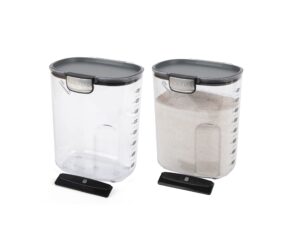 progressive international prokeeper+ clear plastic airtight food baker's kitchen storage organization container canister set with magnetic accessories, 2- piece set (flour 4-quart)