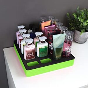 Polar Whale Lotion and Body Spray Stand Organizer Large Tray Green Black Durable Foam Washable Waterproof Insert for Home Bathroom Bedroom Office 12.3 x 11.75 x 2 Inches 20 Slots