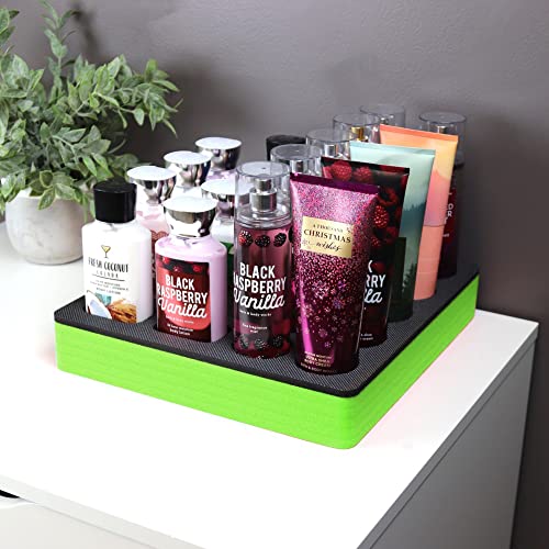 Polar Whale Lotion and Body Spray Stand Organizer Large Tray Green Black Durable Foam Washable Waterproof Insert for Home Bathroom Bedroom Office 12.3 x 11.75 x 2 Inches 20 Slots