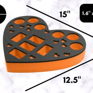 Polar Whale Lotion and Body Spray Stand Organizer Heart Shaped Large Tray Orange Black Durable Foam Washable Waterproof Insert for Home Bathroom Bedroom Office 15 x 12.5 x 2 Inches 11 Slots