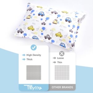 TILLYOU Organic Cotton Toddler Pillowcases - 2 Pack Super Soft Baby Kids Travel Pillow Cases Envelope Closure for Boys Girls, 13x18 Inches, Sunflower & Vintage Green