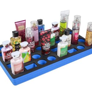 Polar Whale Lotion and Body Spray Stand Organizer Large Tray Blue and Black Durable Foam Washable Waterproof Insert for Home Bathroom Bedroom Office 23.25 x 13.5 x 2 Inches 40 Slots