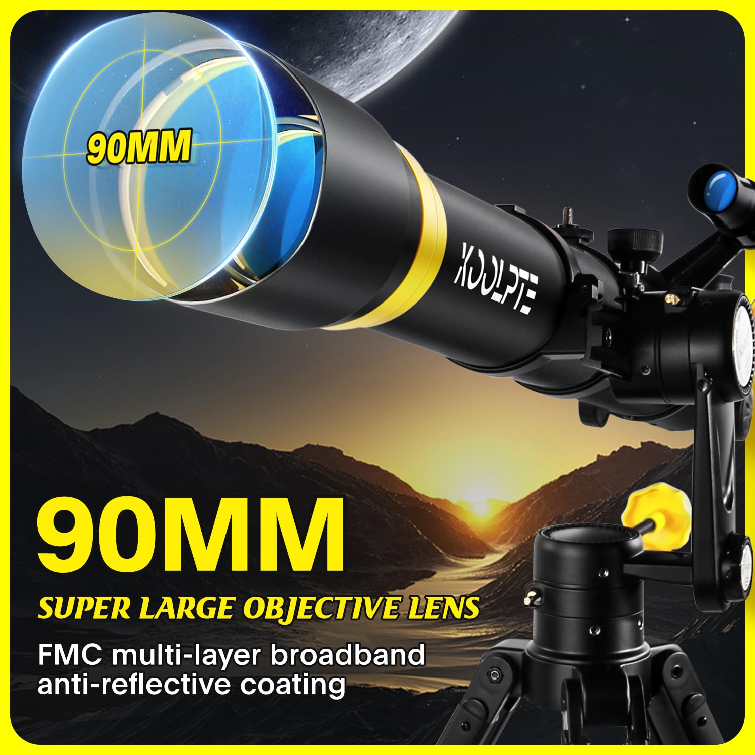 Telescope 90mm Aperture 900mm - High Precision Adjustment Vertisteel AZ Mount Base, Magnification 45-450x, Wireless Remote, Phone Adapter - Ideal for Astronomy Enthusiasts and Beginners (Black)