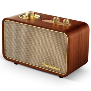 trenbader retro bluetooth speaker, artlink stero wireless speaker walnut wooden am/fm radio small vintage bluetooth speaker with bluetooth 5.0 connection for gift, party, travel, office,home wood…