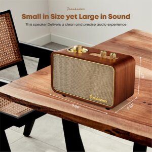 Trenbader Retro Bluetooth Speaker, Artlink Stero Wireless Speaker Walnut Wooden AM/FM Radio Small Vintage Bluetooth Speaker with Bluetooth 5.0 Connection for Gift, Party, Travel, Office,Home Wood…