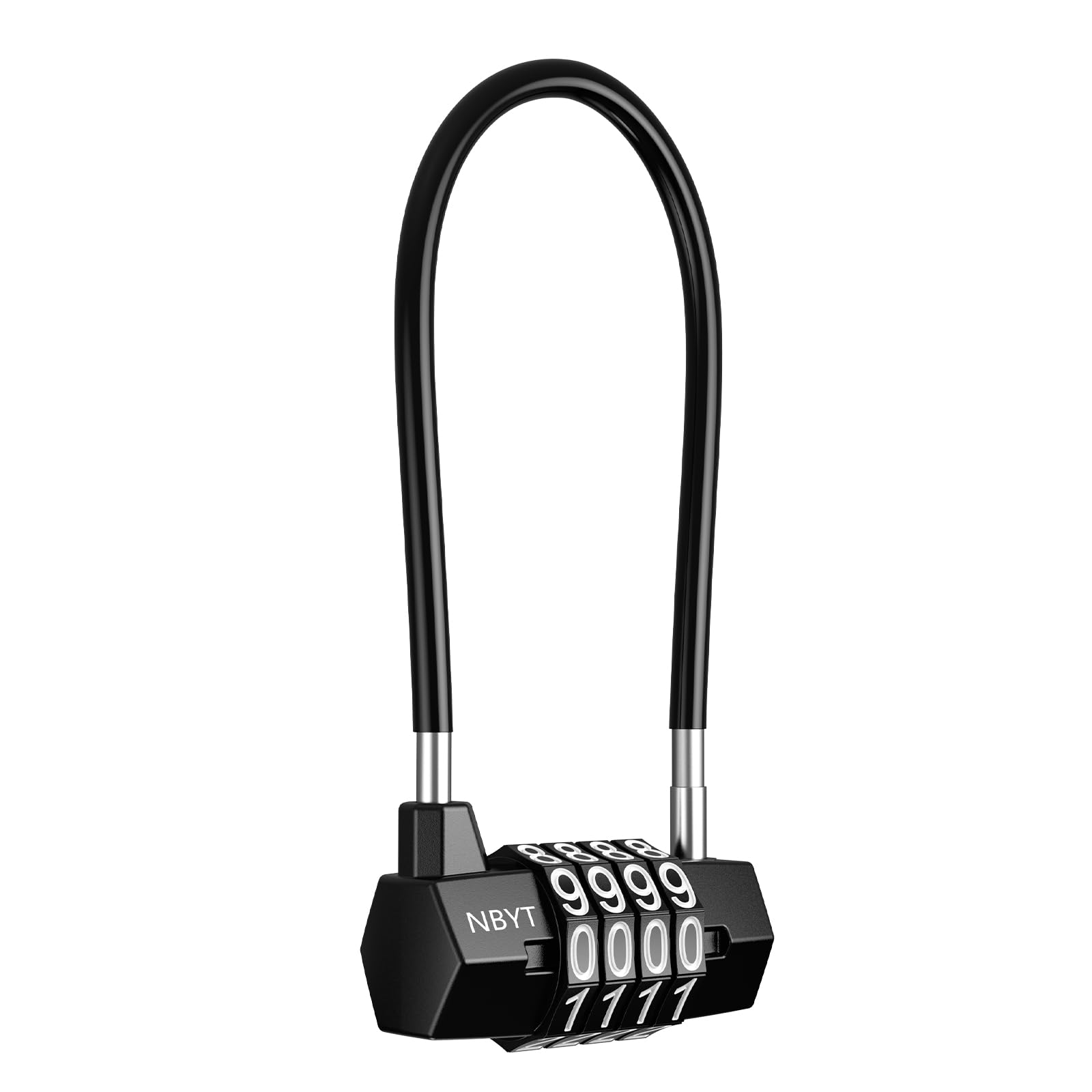 LOFICOPER Combination Padlock with Long Shackle, Cable Locks with Combination, 4 Digit Combination Long Padlock, Gym Locker Lock for Cabinet, School, Fence, Toolbox, Case