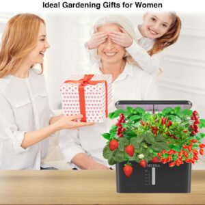 Indoor Garden Hydroponics Growing System - MUFGA 8 Pods Herb Garden Kit Indoor with LED Grow Light, Plants Germination Kit(No Seeds) with Pump System,Height Adjustable, Gift for Women, Black, Black