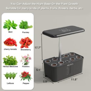 Indoor Garden Hydroponics Growing System - MUFGA 8 Pods Herb Garden Kit Indoor with LED Grow Light, Plants Germination Kit(No Seeds) with Pump System,Height Adjustable, Gift for Women, Black, Black