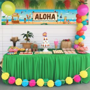 ANATANOWOR Hawaiian Luau Party Decoration, Hawaiian Summer Beach Theme Party Decorations Supplies, Large Aloha Tiki Party Banner (118" X 20")