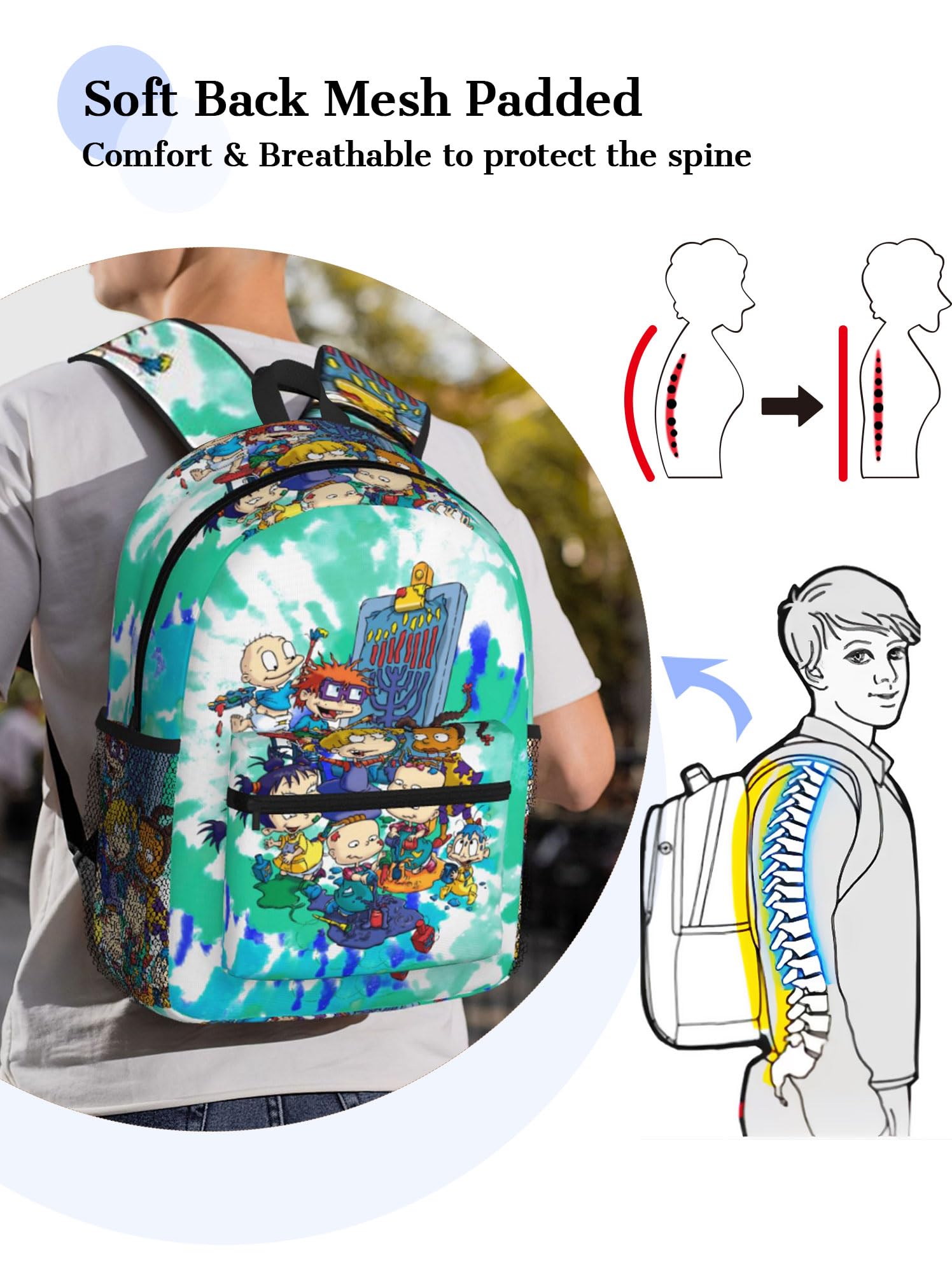 QIAOQIAOTA Anime Backpack 3D All-Over Tie-dye Print Bookbag for Boys Kids Large Capacity 16.5 inch Travel Bag Laptop Backpacks