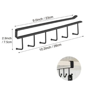 Skycase Coffee Mug Hooks,4 Pack 6 Hook Under Cabinet Mug Hanger,Cup Holder Hanger Under Cabinet, Mug Organizer Rack for Mugs,Coffee Cups,Kitchen Utensils,Black,White