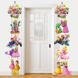 princess peach door sign banner,hanging banner,porch sign banners princess peach birthday decorations for princess peach birthday party supplies