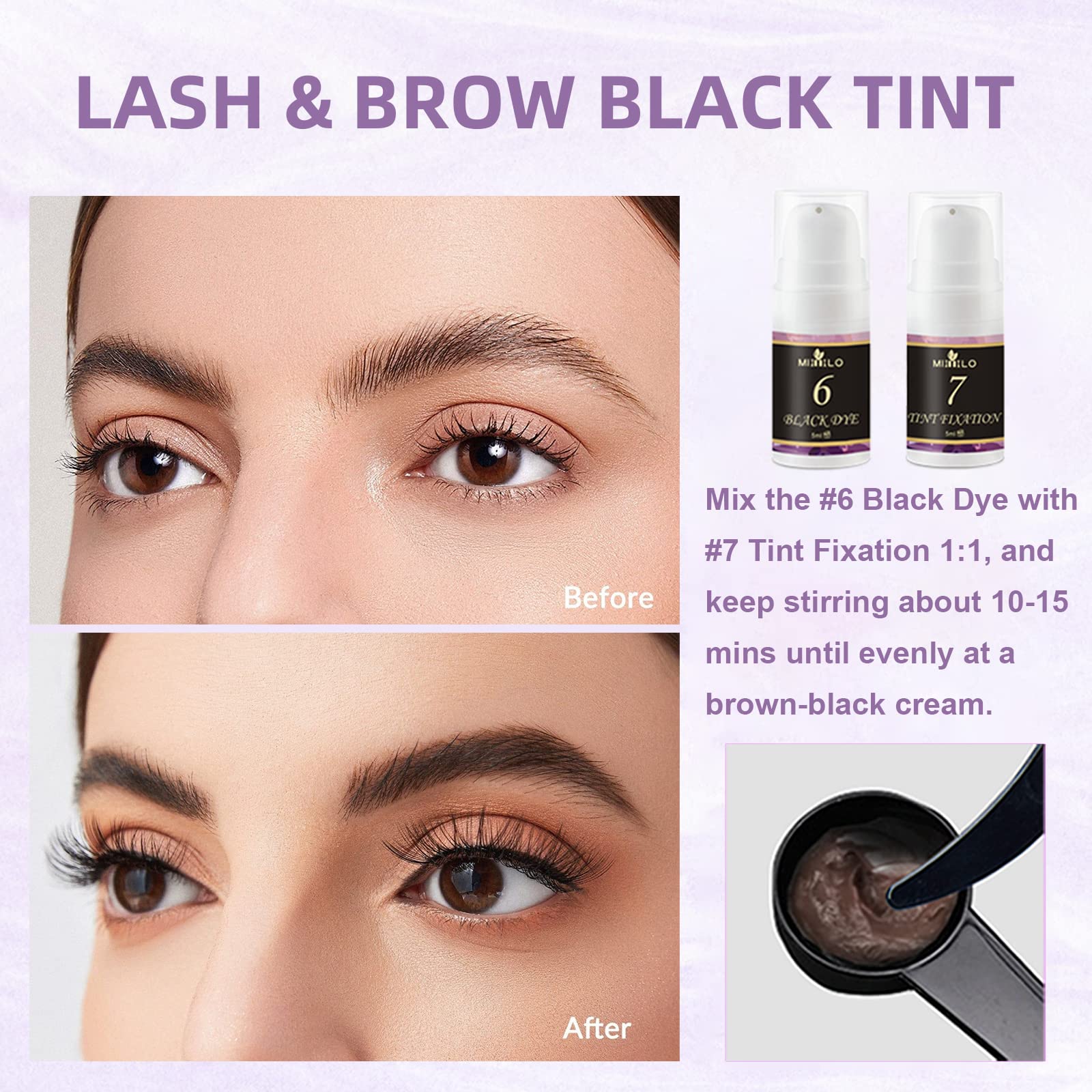 4 in 1 Lash & Brow Lift and Black Color Kit, Eyelash Perm Kit & Brow Lamination Kit, Professional Last 8 Weeks DIY Perming Wave Effect | Tools Included, Perfect for Salon & Home Use (Black)