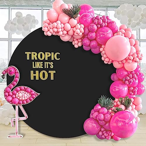 Black Round Backdrop Cover 7.2x7.2ft Circle Backdrop Baby Shower Round Arch Cover for Birthday Party Wedding Background Decorations