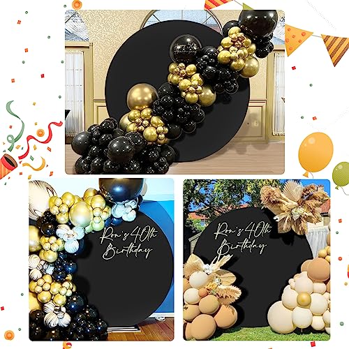 Black Round Backdrop Cover 7.2x7.2ft Circle Backdrop Baby Shower Round Arch Cover for Birthday Party Wedding Background Decorations