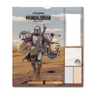 grupo erik star wars the mandalorian wall calendar 2024 | monthly planner 16 months sep 2023 - dec 2024 | 11.8 x 13.4 inches / 30 x 34 cm | mandalorian gifts | with stickers/pen/shopping list