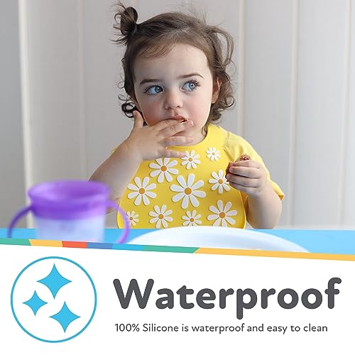 Nuby 3D Soft Silicone Bib with Scoop, BPA Free, 6+M, Suspenders